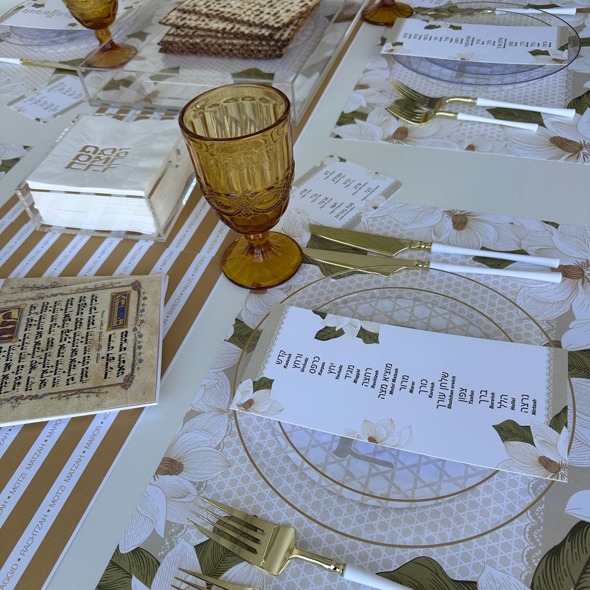 Passover cards, Set of 12 Pesach, order of the seder. Magnolias – Romilipo